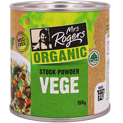 Mrs Rogers Organic Vege Stock Powder Canister 150g – Mrs Rogers Online ...